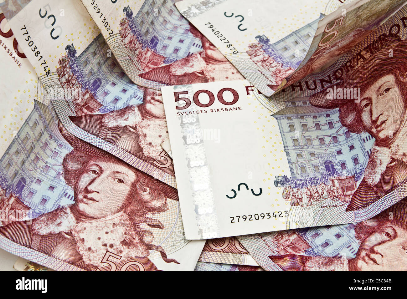 Swedish currency closeup on white background. 500 Kronor Stock Photo ...