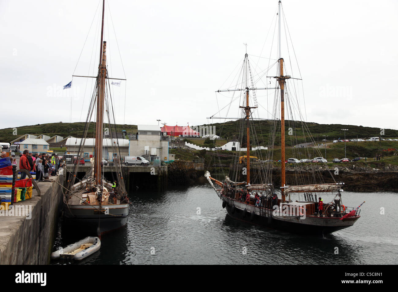 Tall Ships docking in Port Oriel Harbour Clogherhead Co. Louth Ireland ...