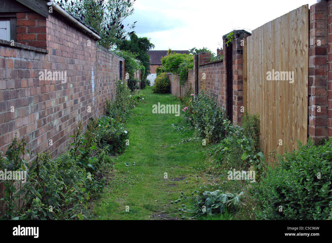 Back alley behind houses Stock Photo - Alamy