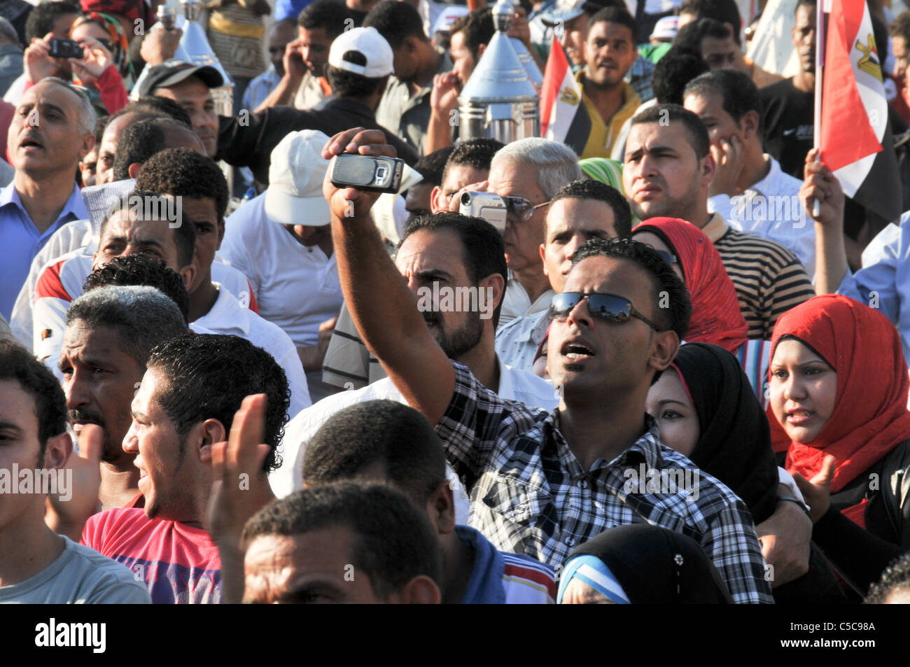 The scene in Tahrir Sq where thousands gathered with pitched tents to ...