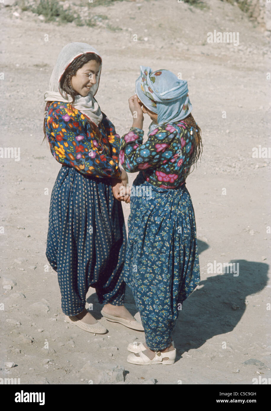 Two young Turkish girls in central Anatolia, Turkey, Asia Minor Stock ...