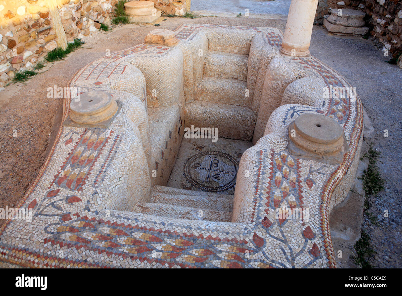Baptistry basin of the Byzantine church of Vitalis (6th century ...