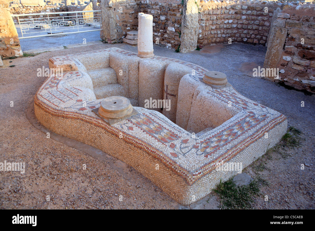 Baptistry basin of the Byzantine church of Vitalis (6th century ...