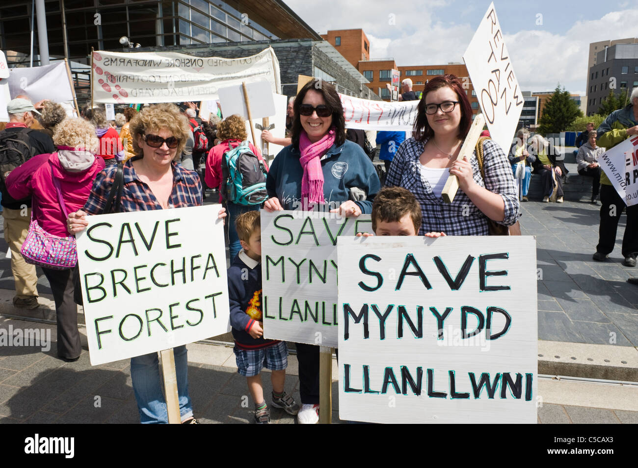 Protest at National Assembly for Wales against windfarms and associated ...