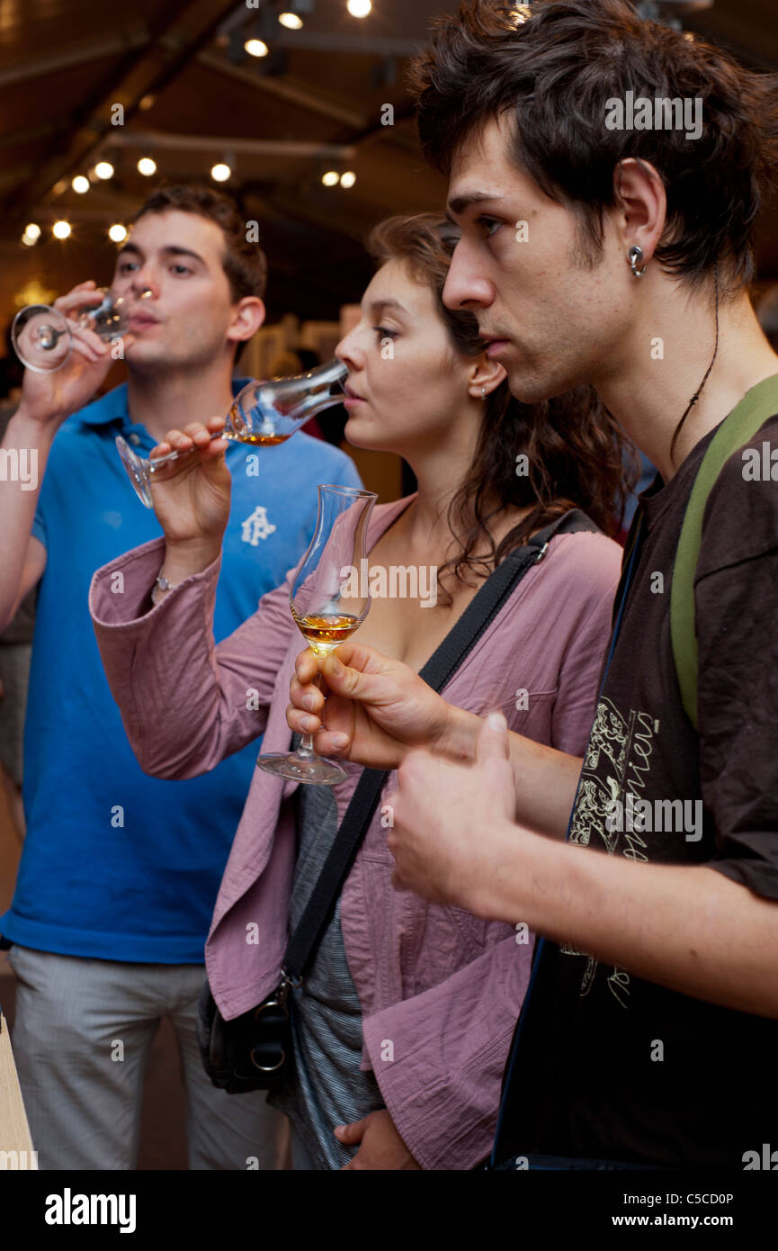Paris, France, Group Young People Taste Testing Whiskey and Alcohols ...
