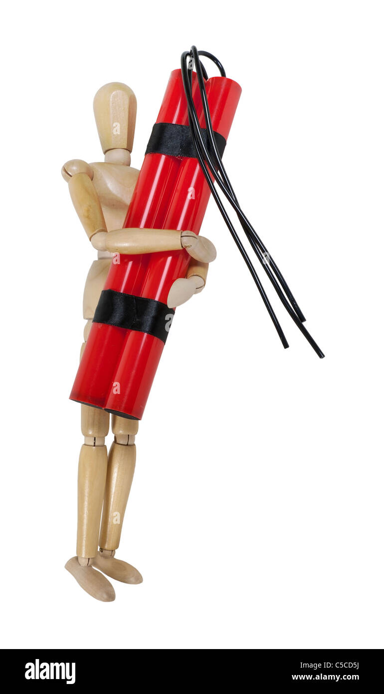 Red Stick Of Tnt Dynamite With Long Fuse With Clouds And