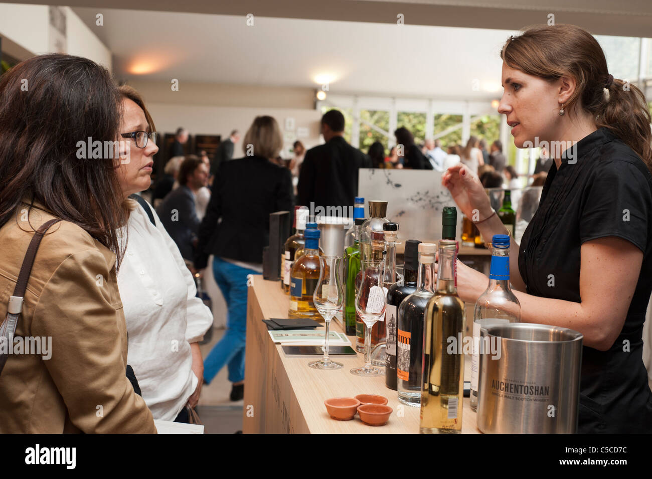 Paris, France,Large Crowd People, Women Taste Testing Whiskey and ...