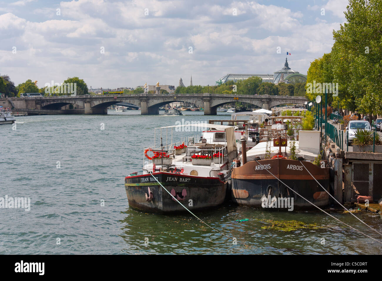 Barges on Seine, Paris, France Stock Photo - Alamy