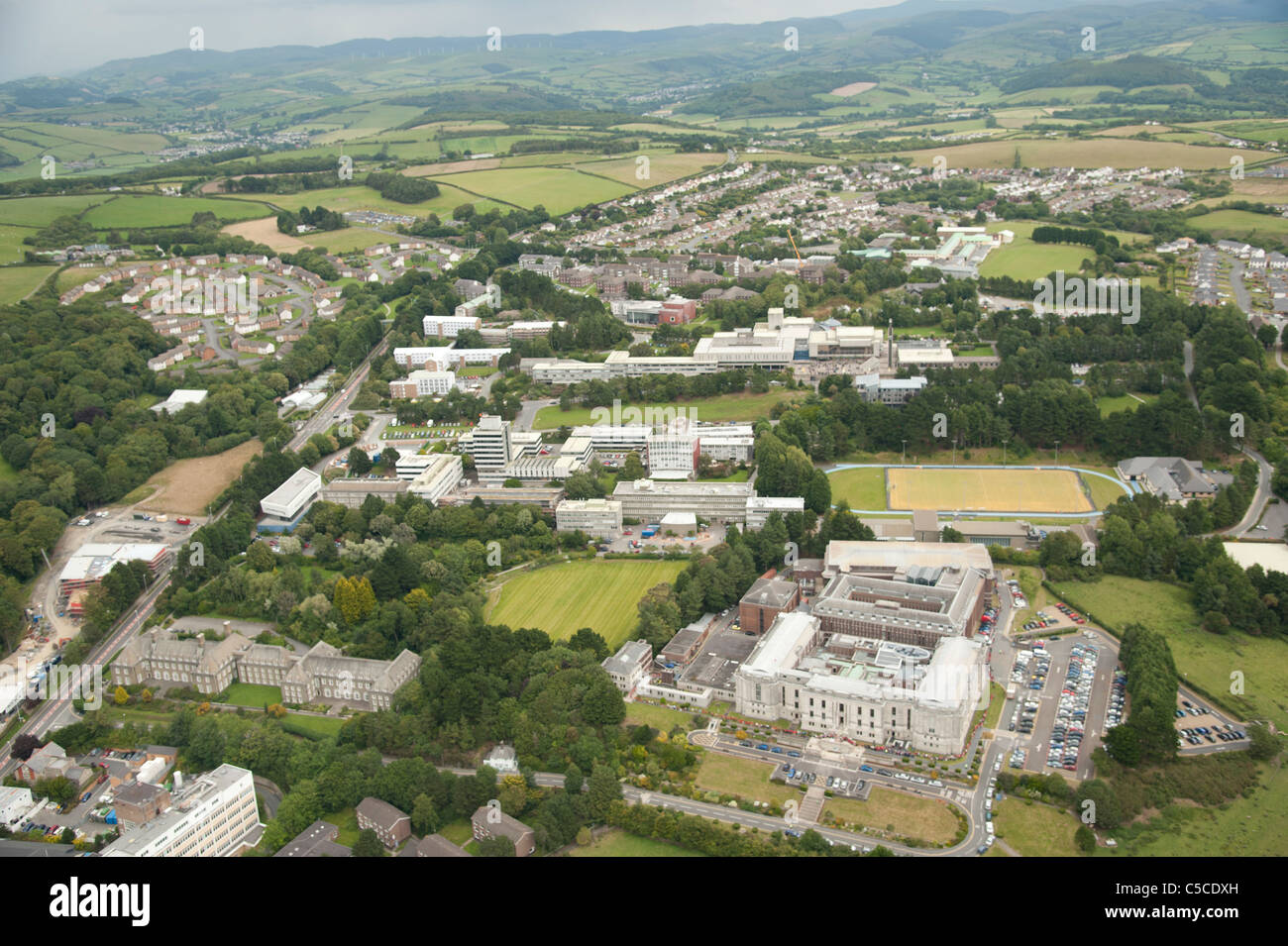 The campus of Aberystwyth University , Ceredigion west wales uk from ...