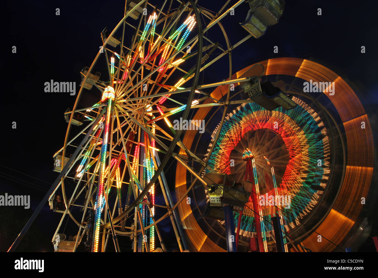 Ferris Wheels at night. Canfield Fair. Mahoning County Fair. Canfield ...