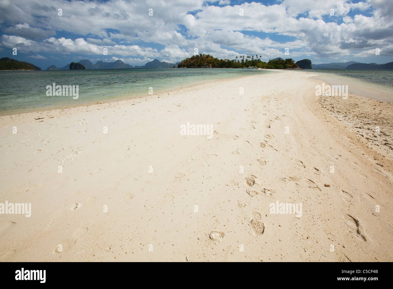 Footprints In The Pure White Sands Of Snake Island, Near El Nido ...