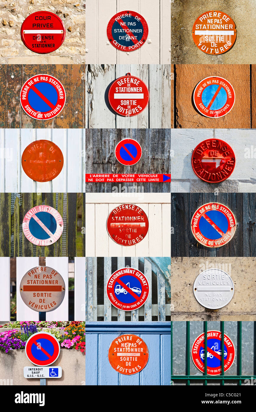 French 18 x composite / matrix of "No waiting warning signs" - France ...
