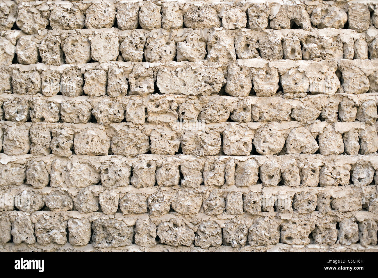 Wall built using shaped coral. bricksat Sheikh Sayeed Al Maktoum House ...