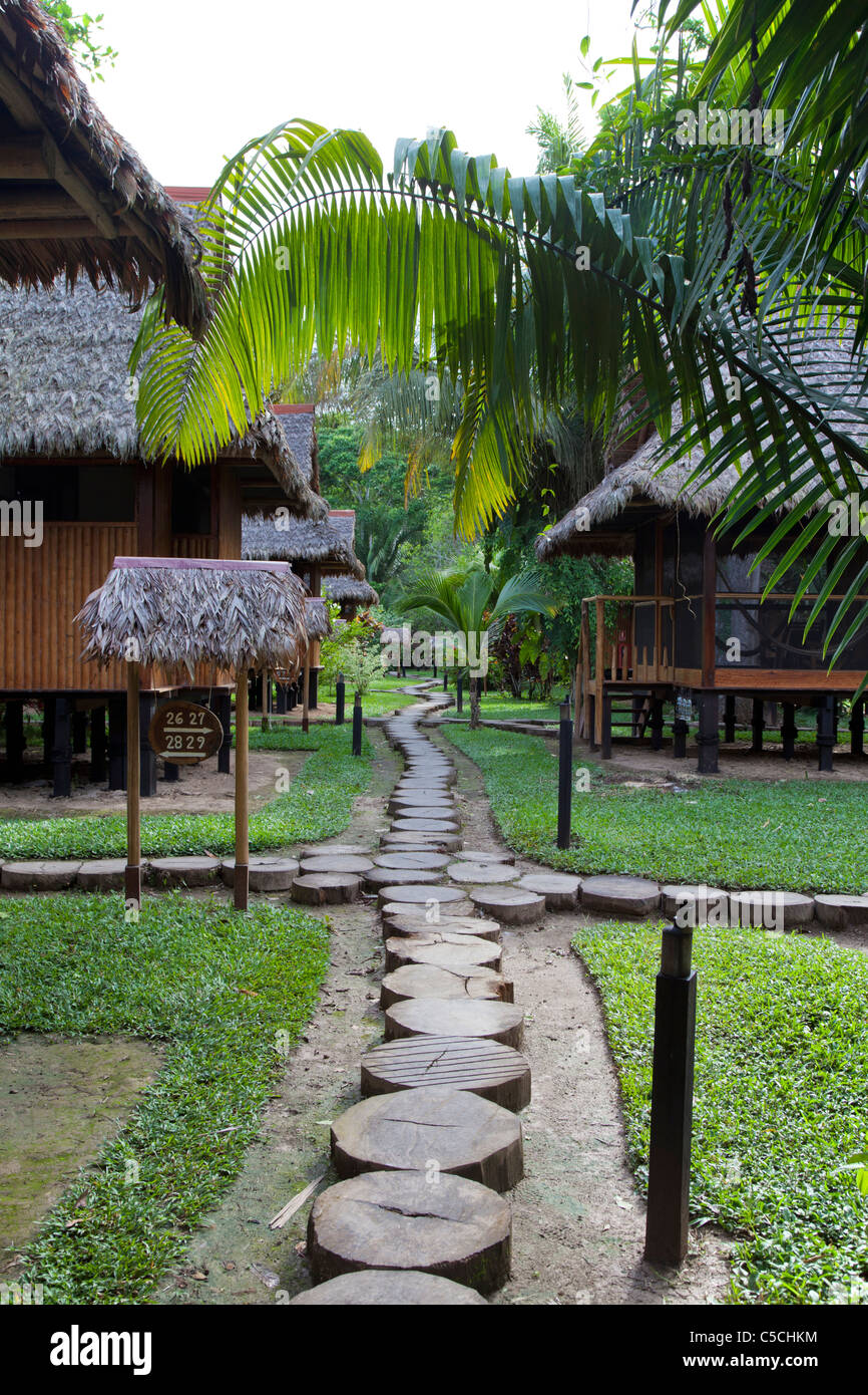 The landscaped gardens of the Inkaterra Reserva Amazonica resort in the ...