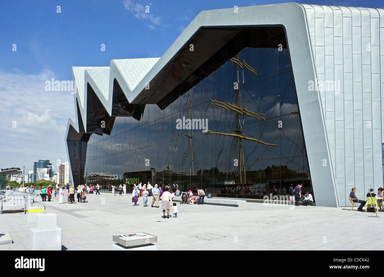 Newly built Riverside Museum on the River Clyde in Glasgow featuring ...