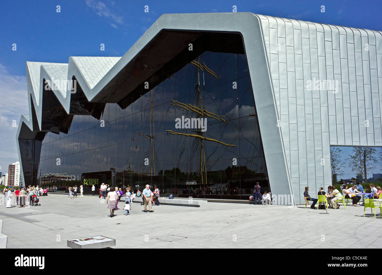 Newly built Riverside Museum on the River Clyde in Glasgow featuring ...