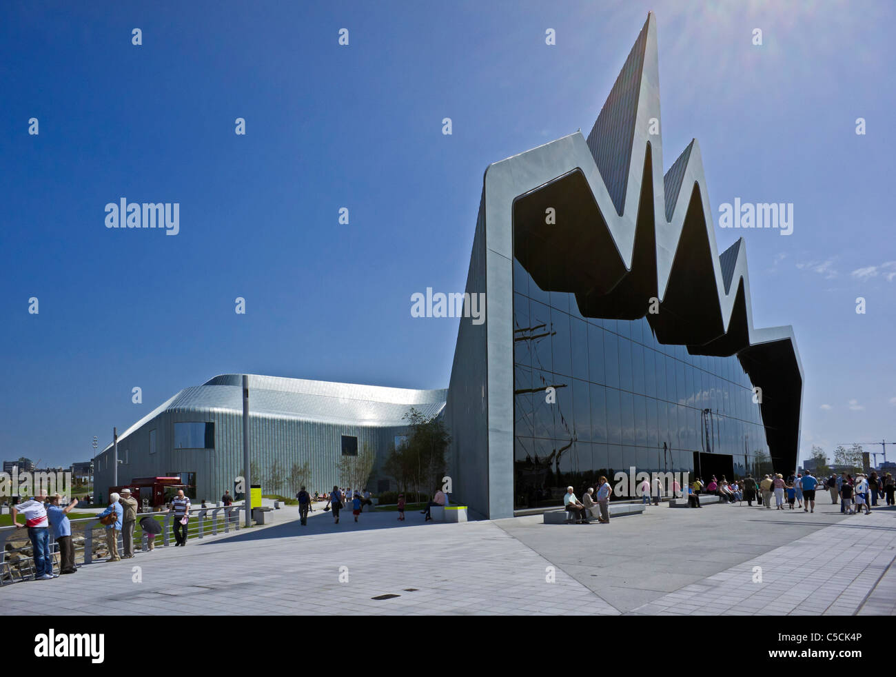 Newly built Riverside Museum on the River Clyde in Glasgow featuring ...