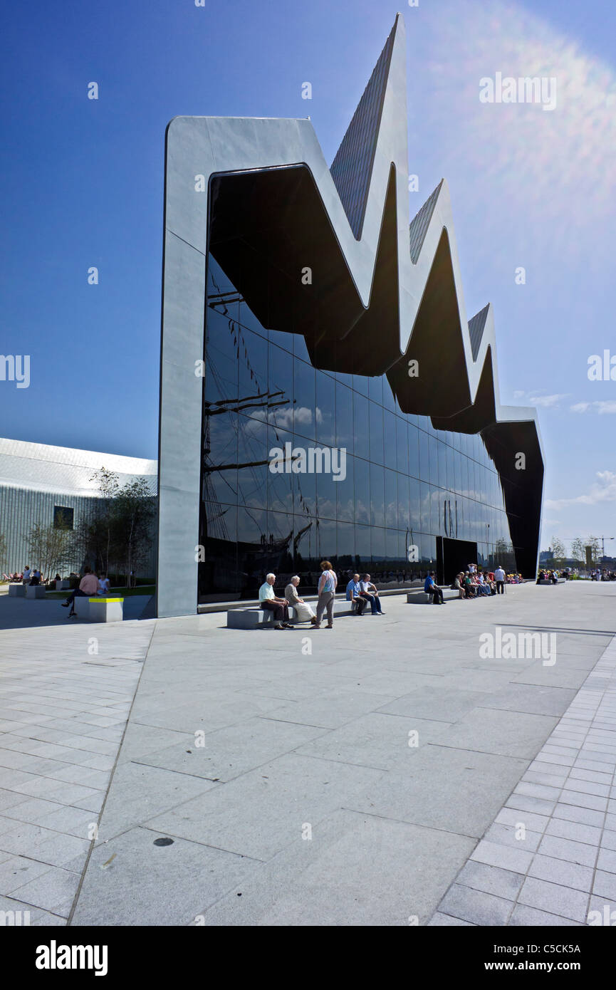 Newly built Riverside Museum on the River Clyde in Glasgow featuring ...