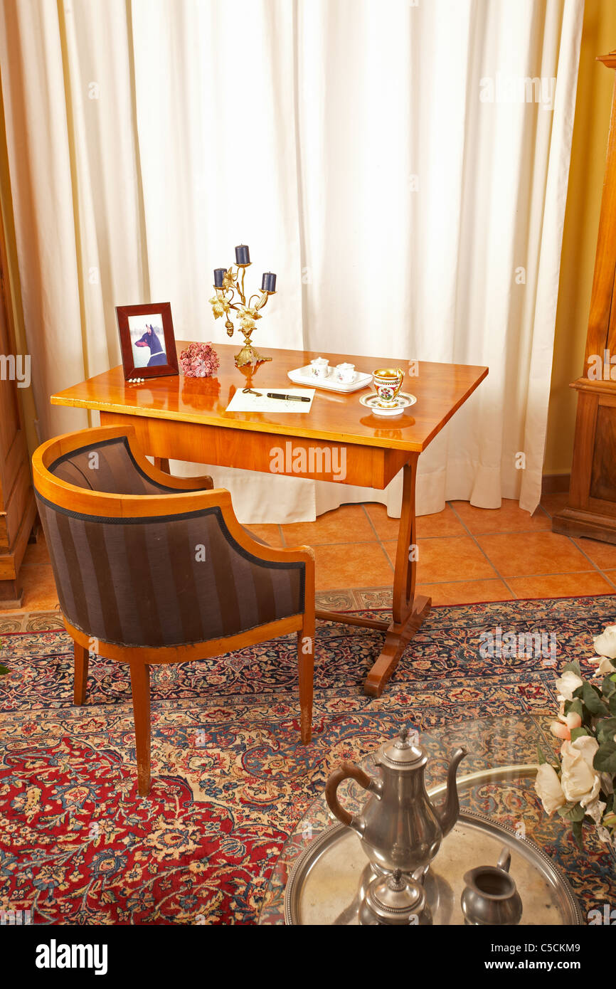 Classic Biedermeier interior in vertical take Stock Photo - Alamy