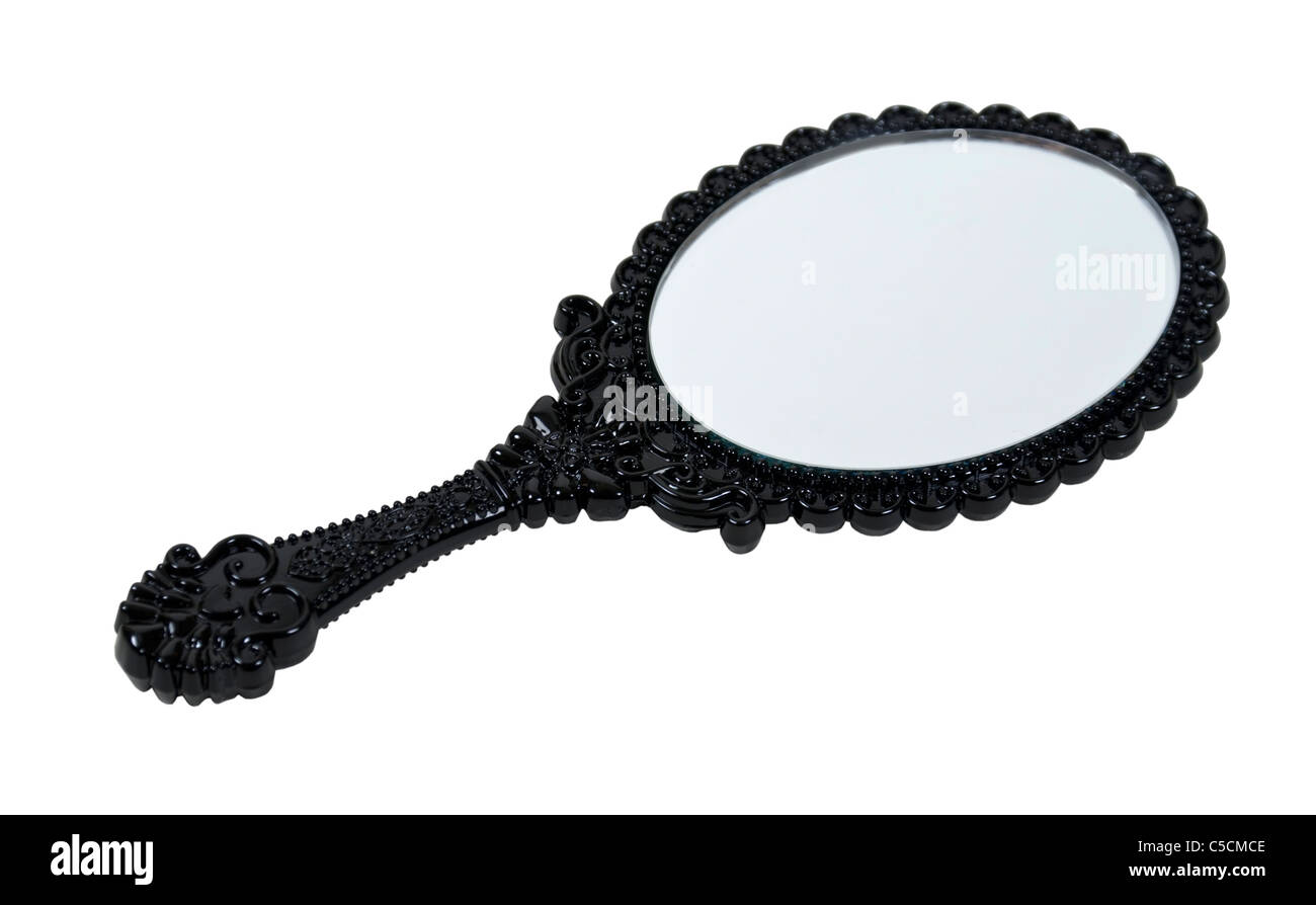 Black intricate hand mirror for beauty regiments - path included Stock ...