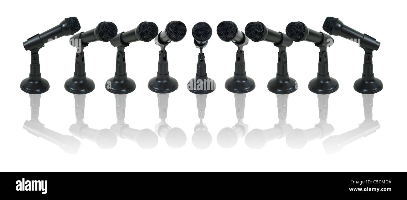 An array of microphones facing the speaker - path included Stock Photo ...