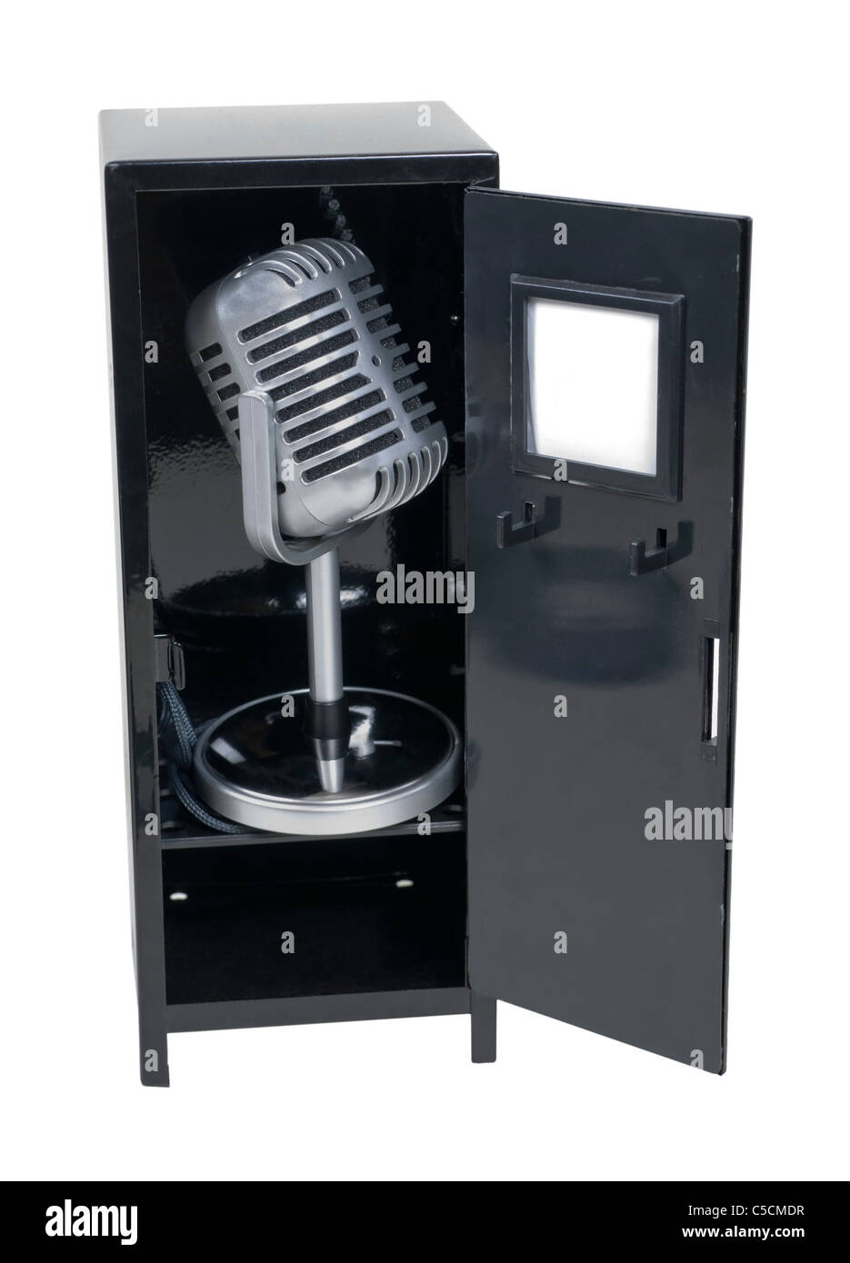 Sports announcements shown by a retro pill audio microphone in a metal ...