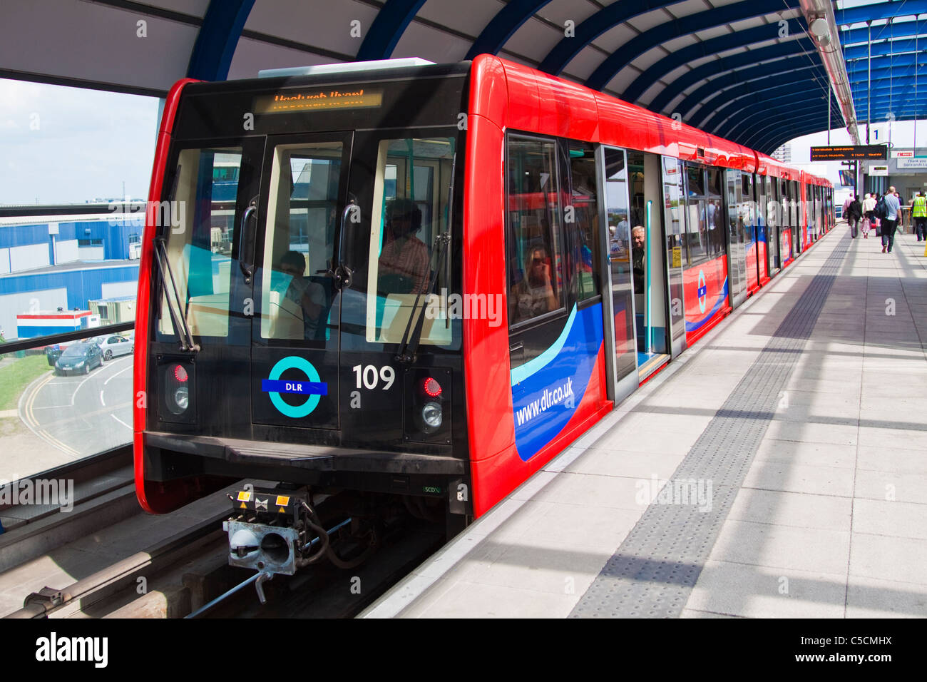 DLR Train at London City Airport station Stock Photo - Alamy