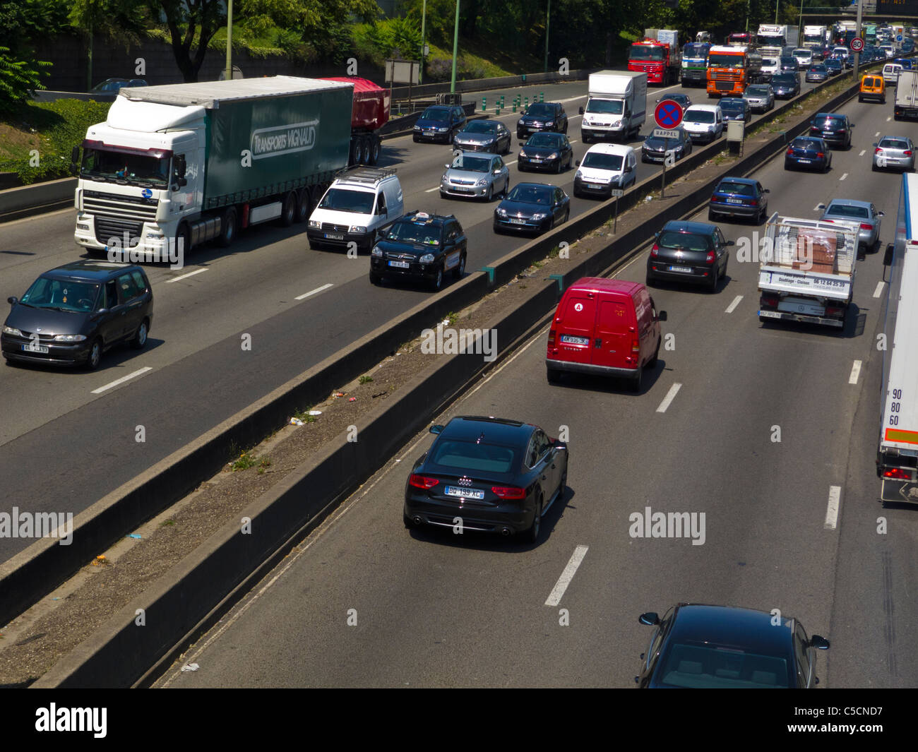 Paris, France, Car and Truck Traffic on Highway, Suburbs, Montreuil ...