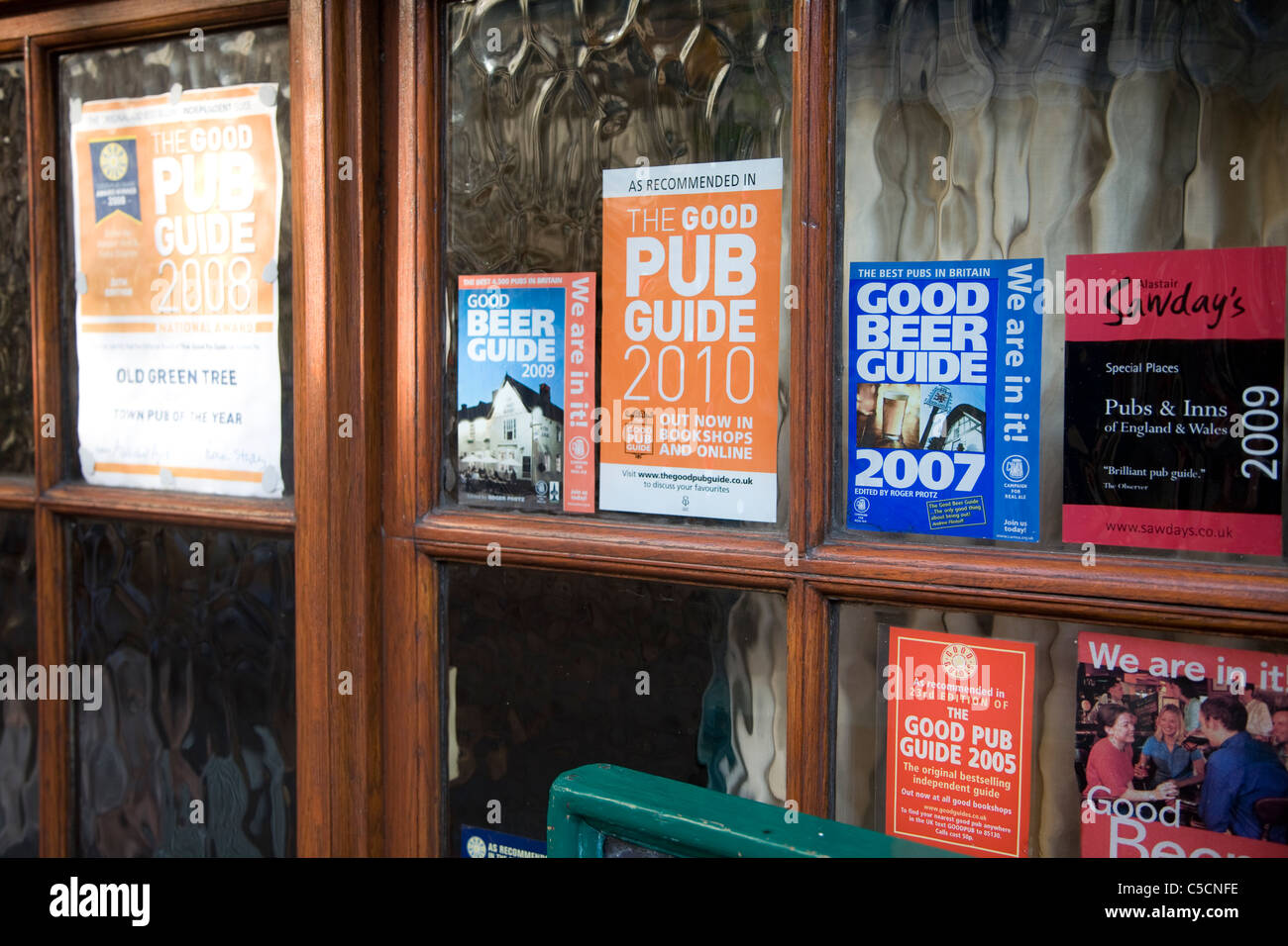 Good beer guide pub notices outside the Old Green Tree pub, Bath ...