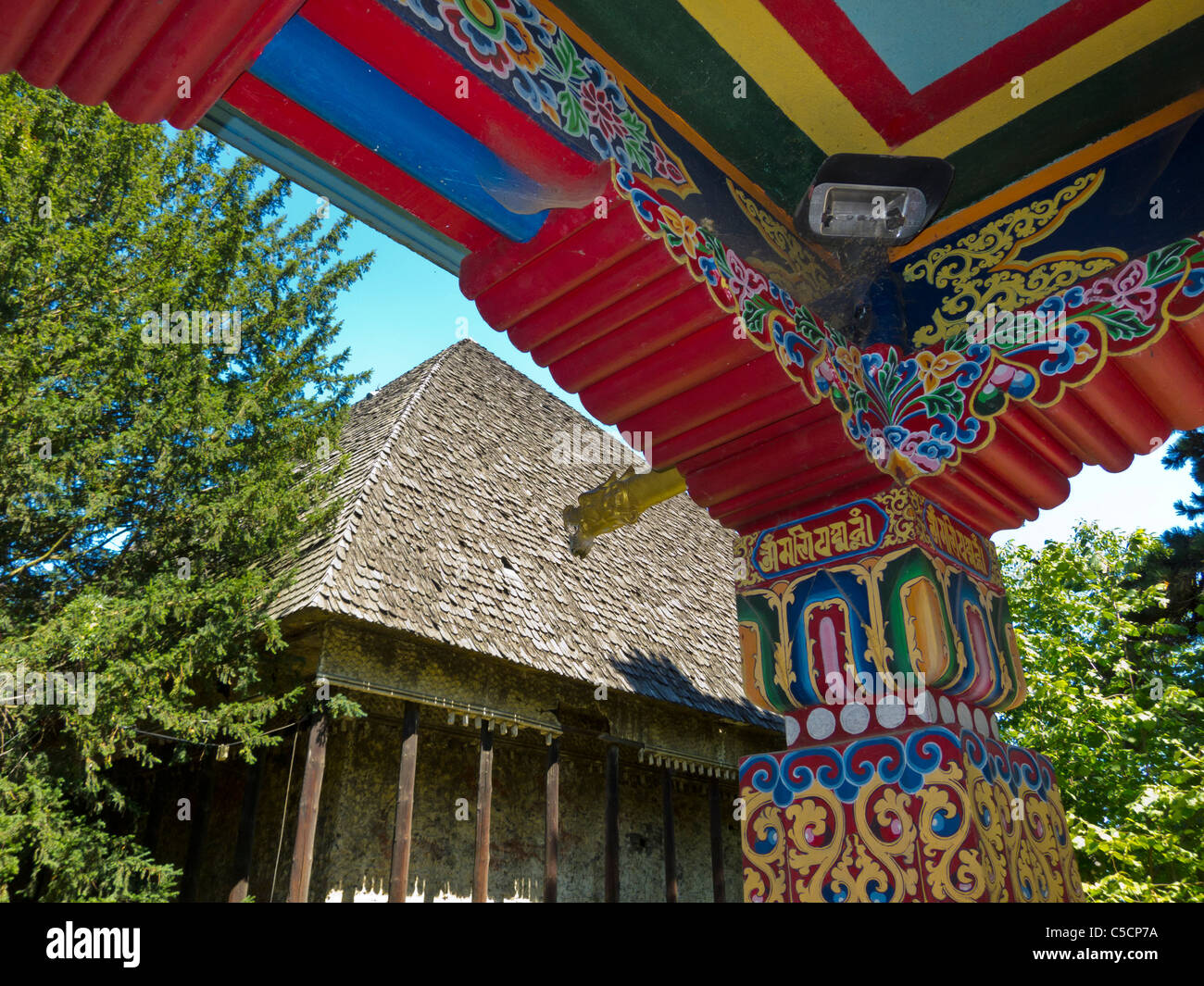 Paris, France, Close up View, Colorful Painted Ceiling, Buddhist Temple ...