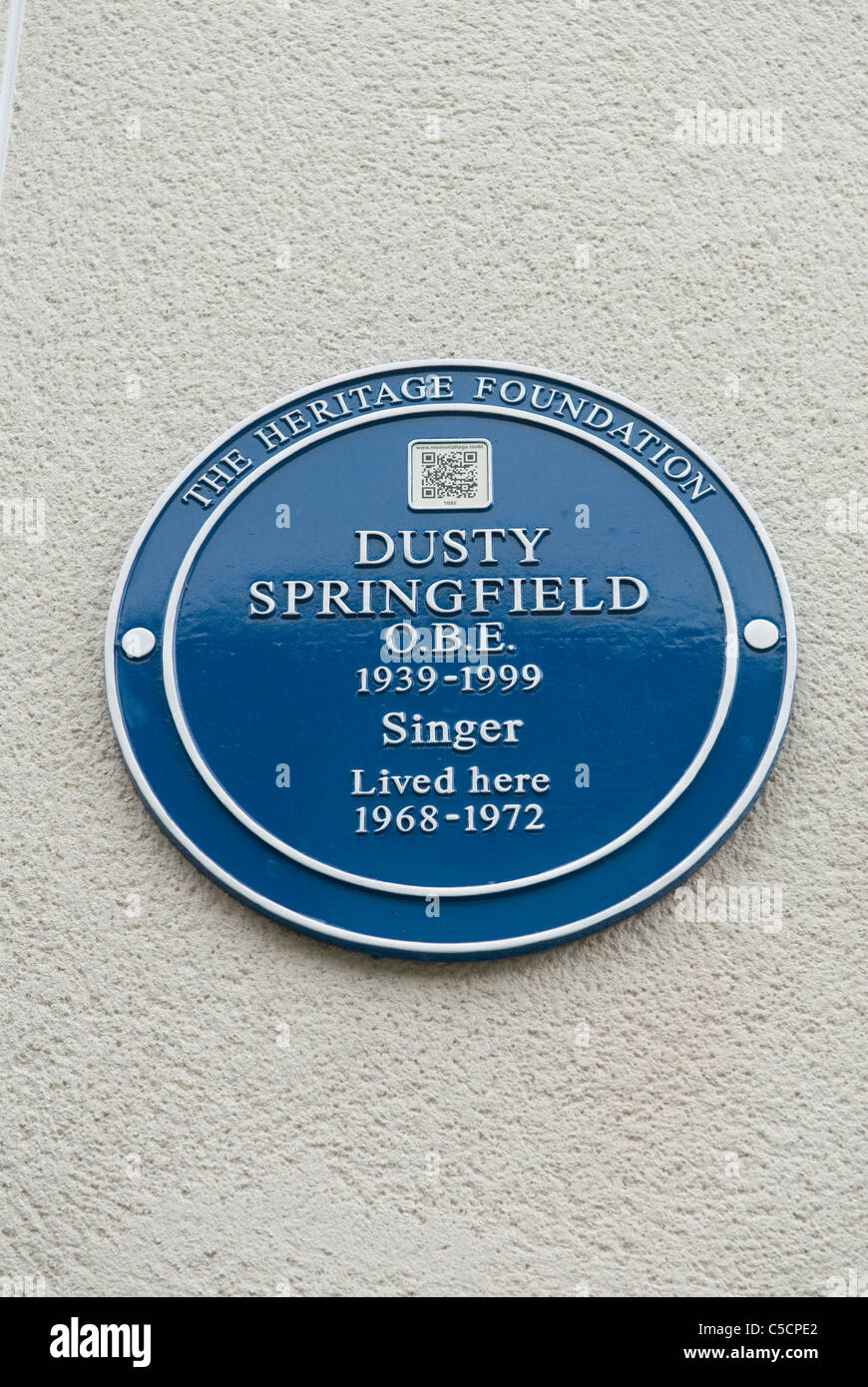 Blue Plaque Dusty Springfield singer lived here. Aubrey Walk. Holland ...