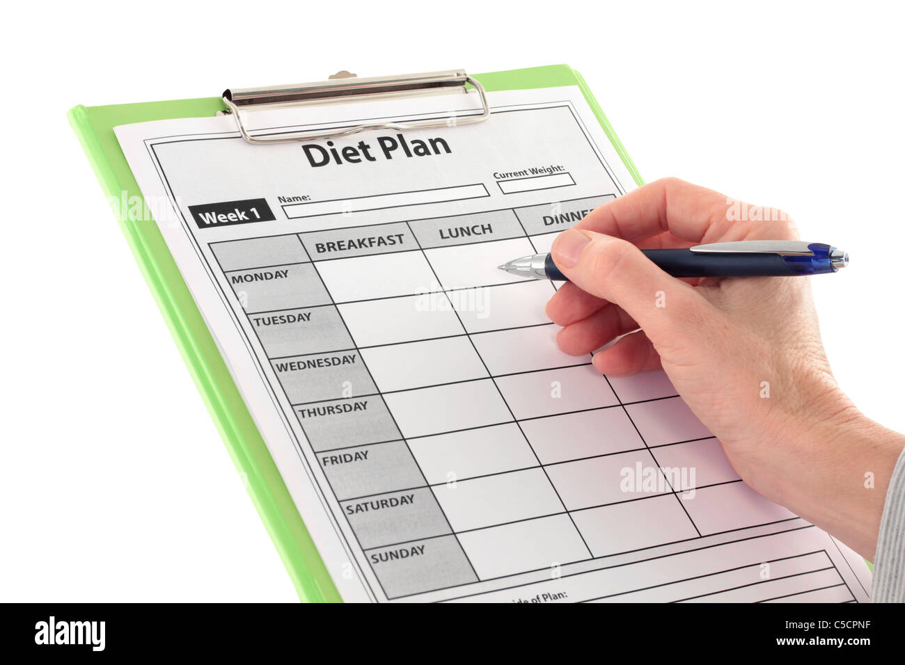 Hand pen writing diet plan hi-res stock photography and images - Alamy