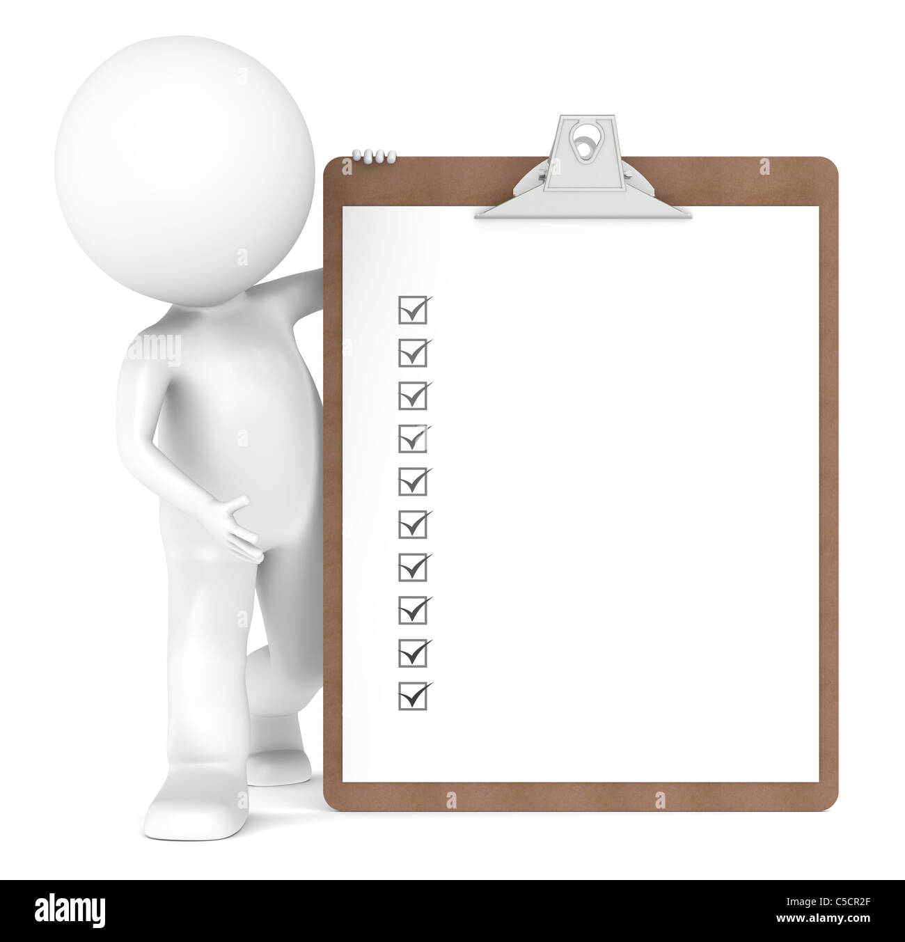 3D Little Human Character holding a Clipboard with Check Marks Stock ...
