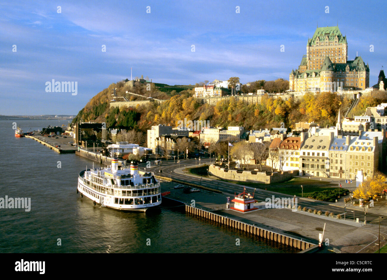 city excursions boat docks below Citadelle and hotel Frontenac in ...