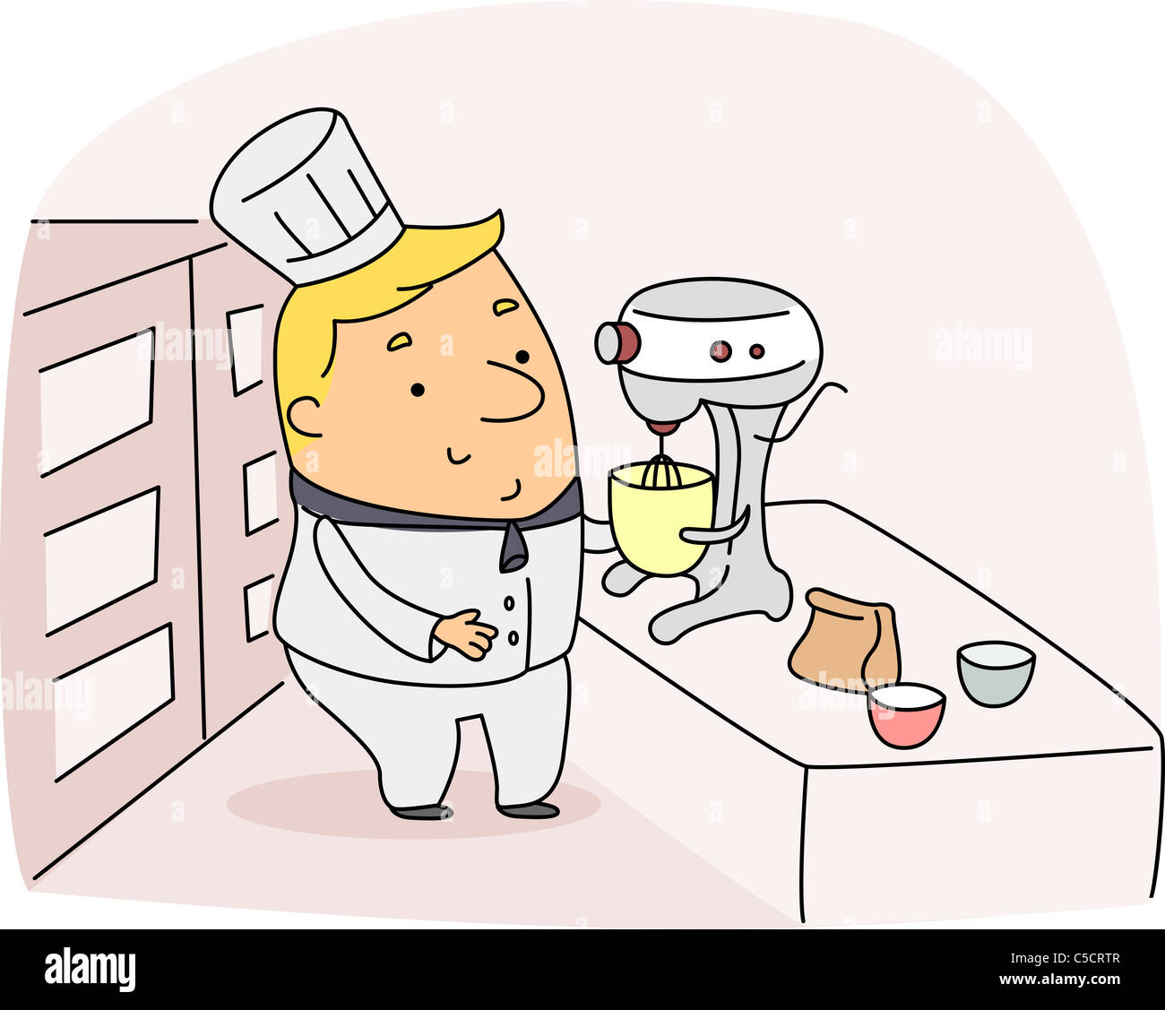Illustration of a Chef at Work Stock Photo - Alamy