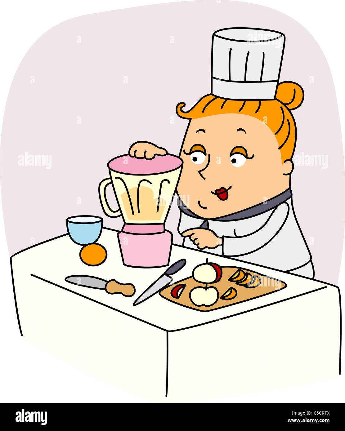 Illustration of a Chef Using a Blender Stock Photo - Alamy