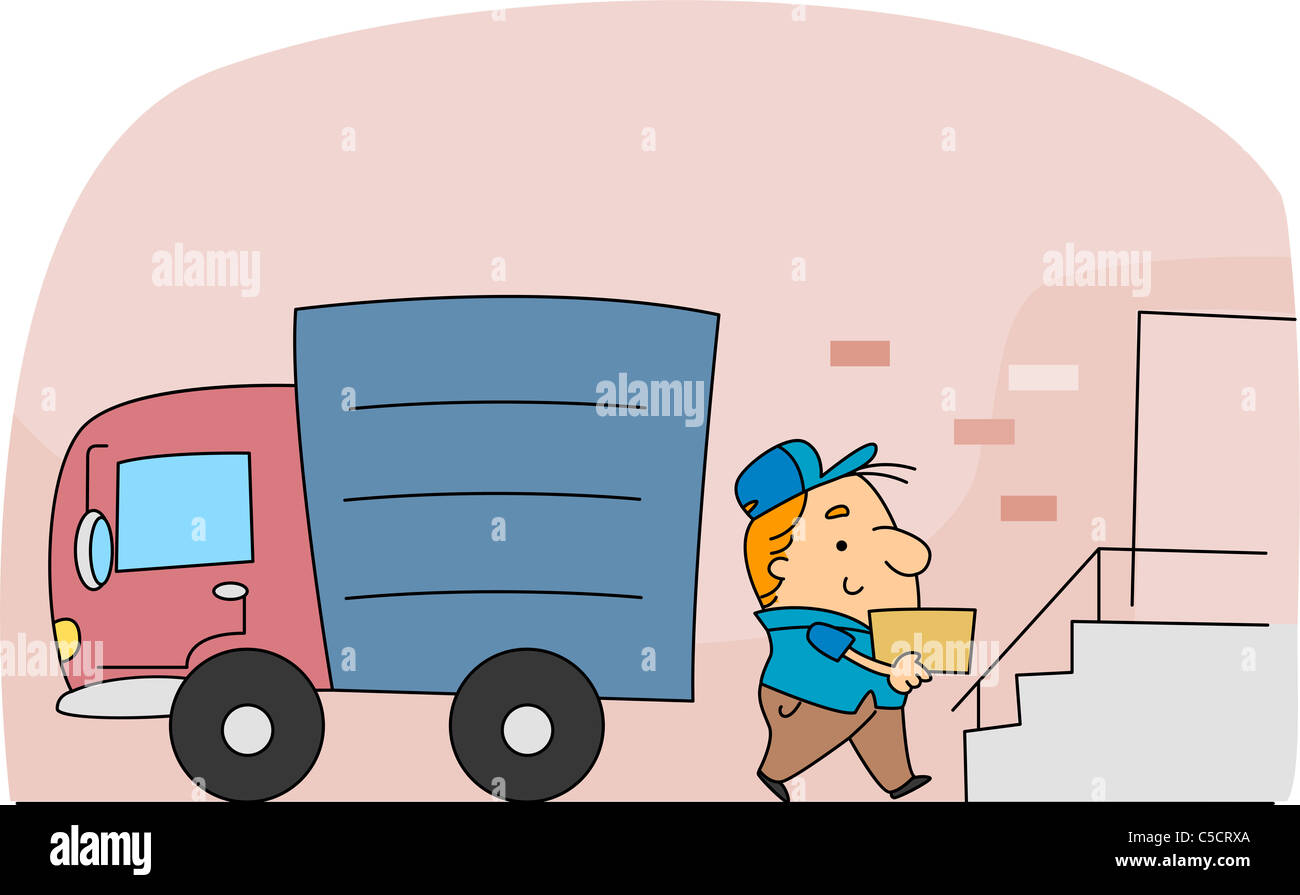 Illustration of a Delivery Man at Work Stock Photo - Alamy
