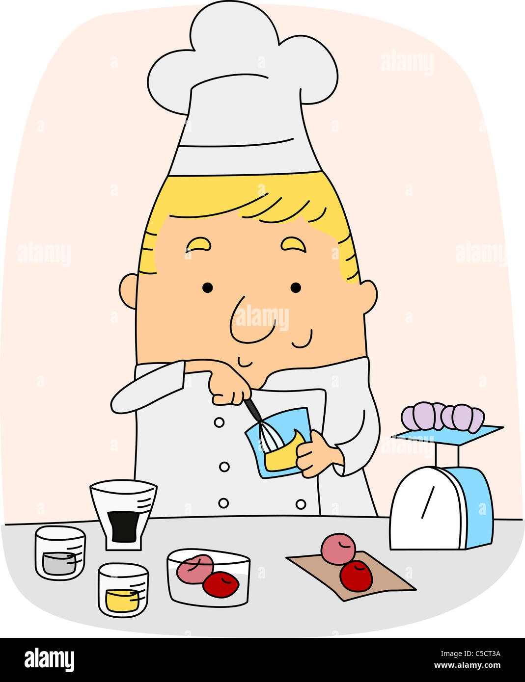 Illustration of a Chef at Work Stock Photo - Alamy