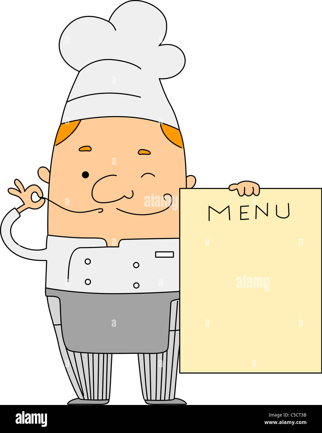 Illustration of a Chef Holding a Menu Stock Photo - Alamy