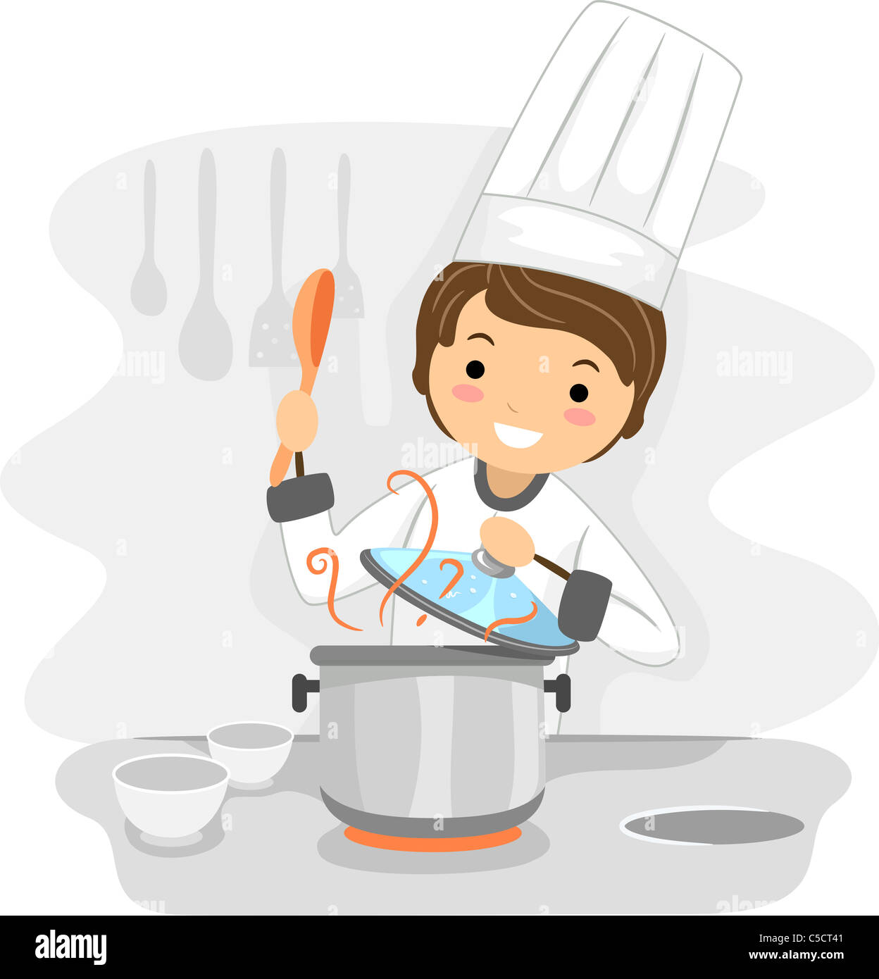 Illustration of a Chef at Work Stock Photo - Alamy