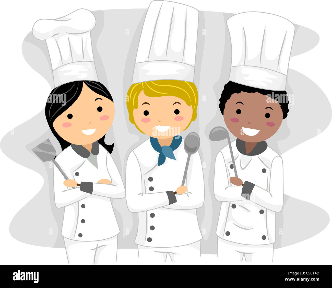 Illustration of Chefs with Different Ethnic Backgrounds Stock Photo - Alamy