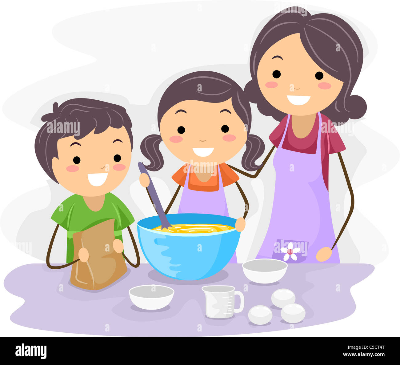 Illustration of Family Baking Pastries Together Stock Photo - Alamy