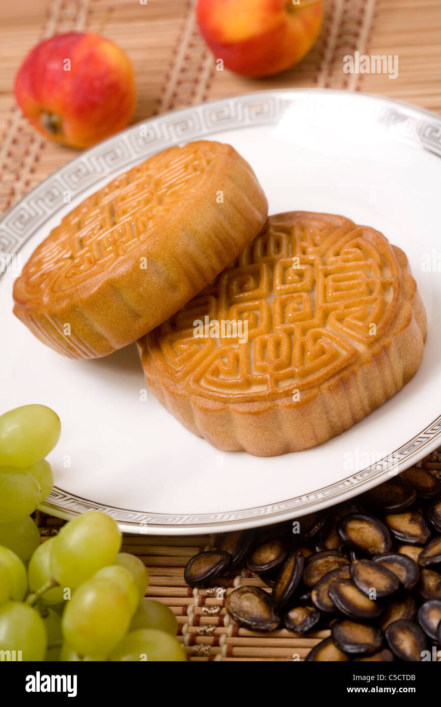 Moon Cakes with Fresh Fruit and Seeds Stock Photo - Alamy