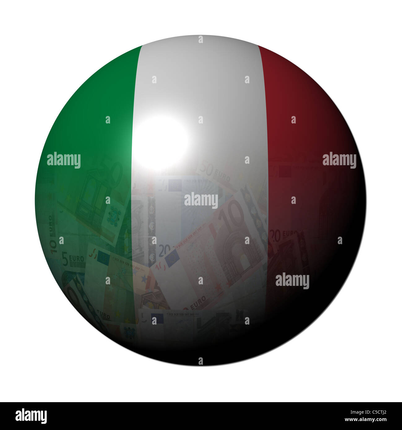 Italian Euros flag sphere on white illustration Stock Photo - Alamy