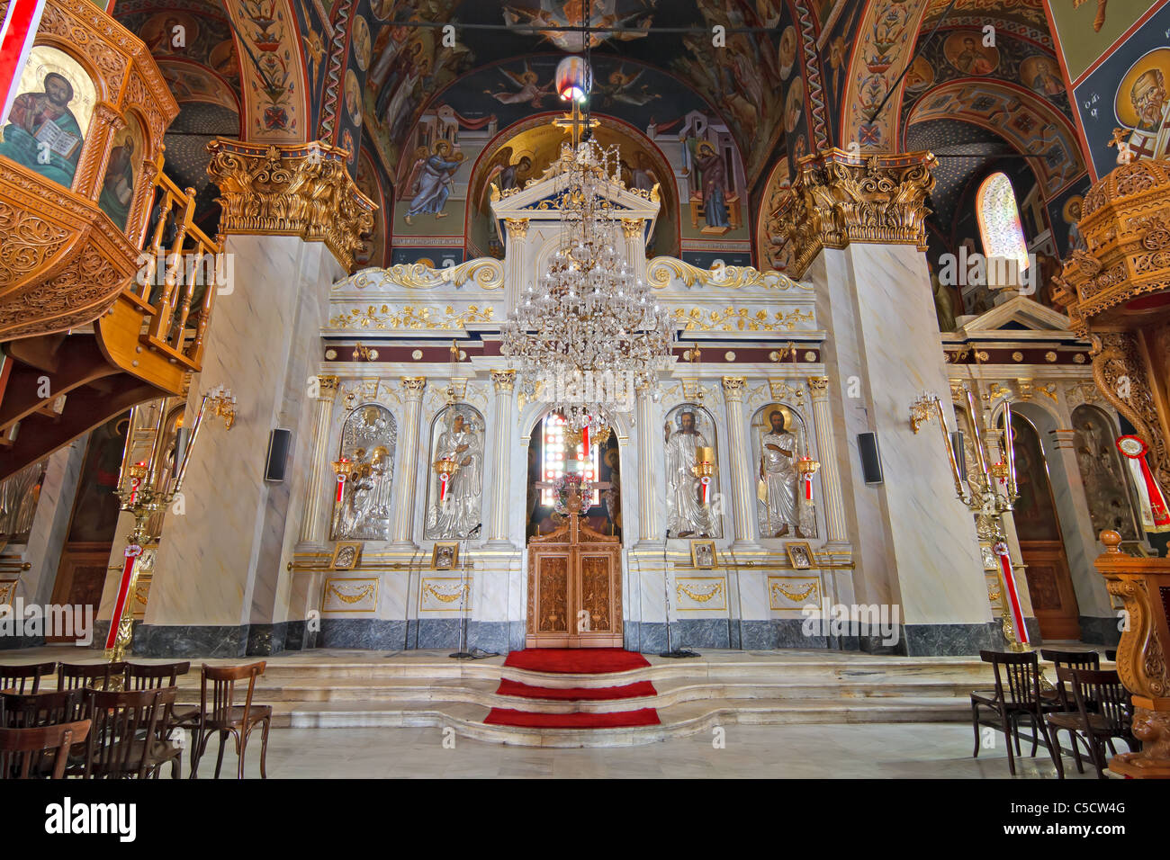 Decorated Orthodox church interior Stock Photo - Alamy