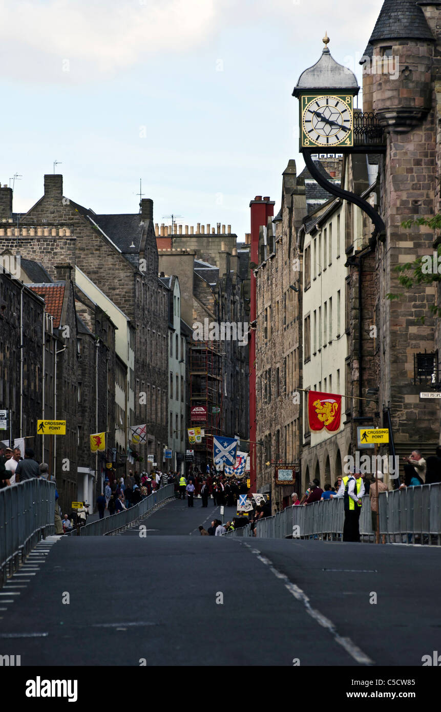 Parade about to start down Edinburgh's Royal Mile to celebrate the ...