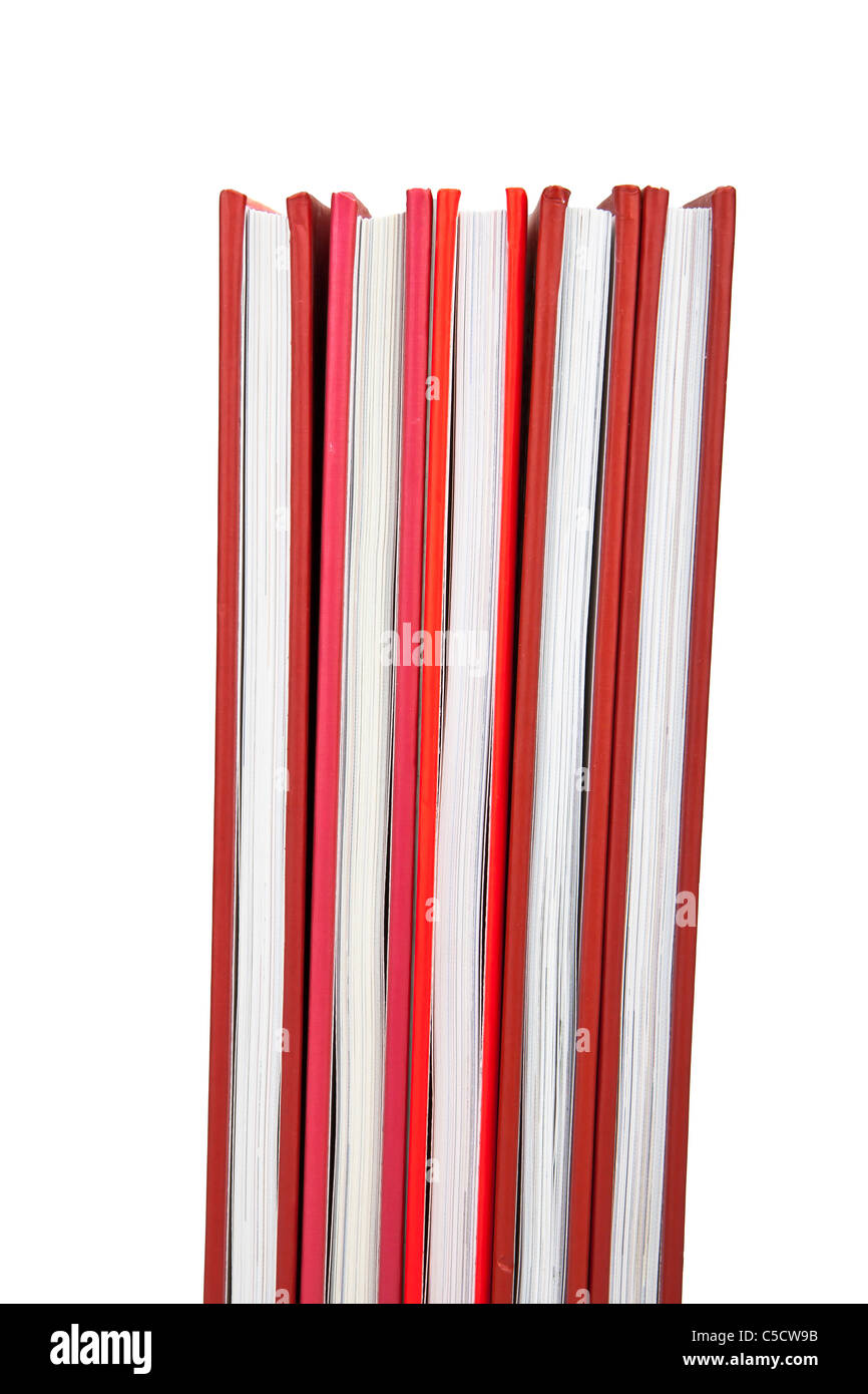 several red books on a white background Stock Photo - Alamy