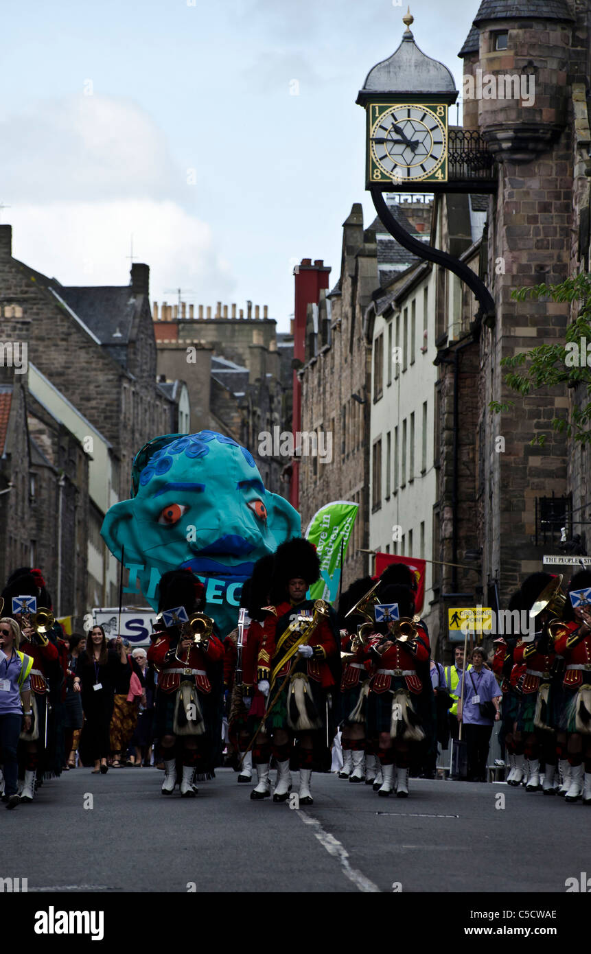 Parade down Edinburgh's Royal Mile to celebrate the Queen opening a ...