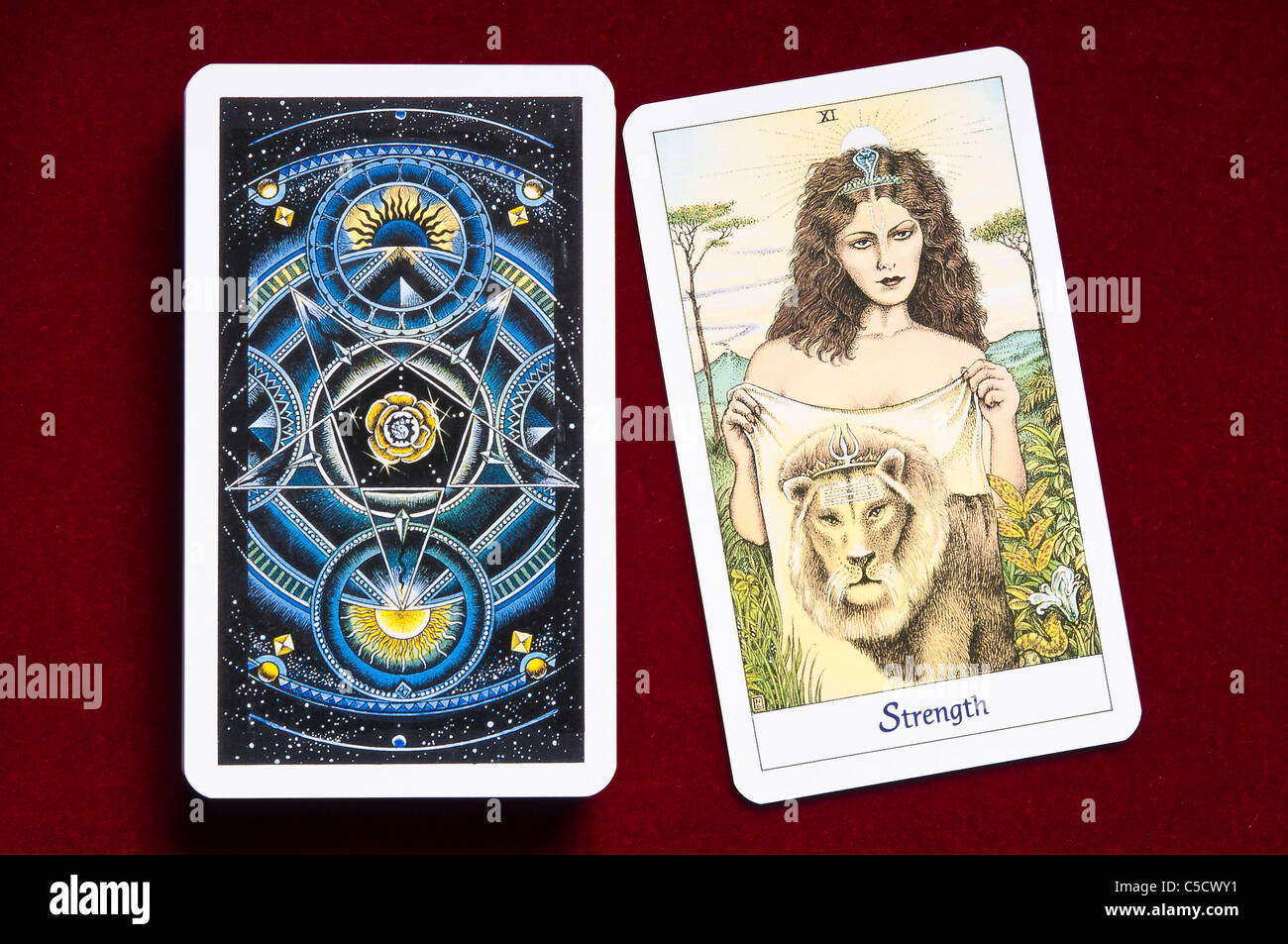 a tarot card of Strength Stock Photo - Alamy