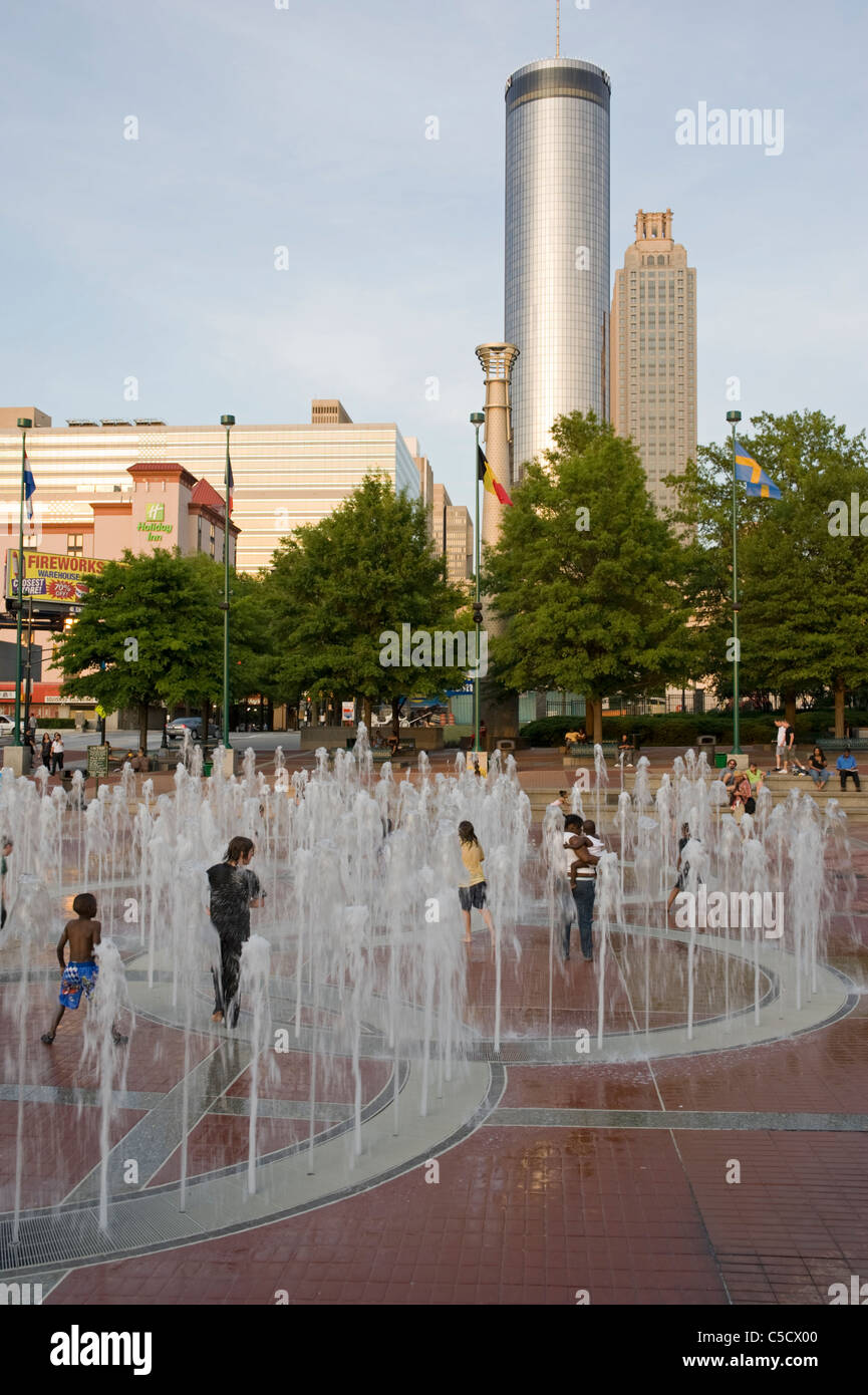 The Fountain of Rings at Centennial Olympic Park in downtown Atlanta ...